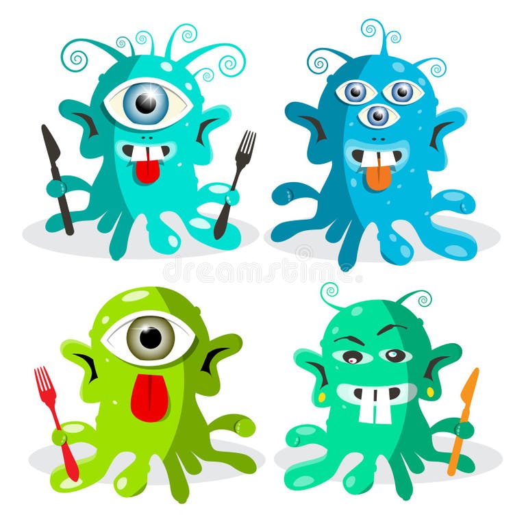 Alien. Vector Abstract Aliens Set Stock Vector - Illustration of fork ...