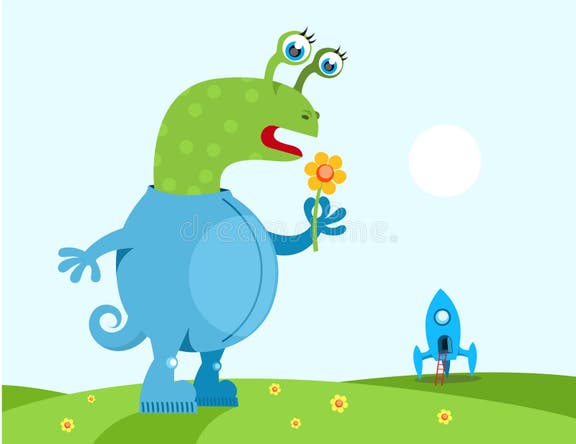 Alien visitor stock illustration. Illustration of flower - 16966479