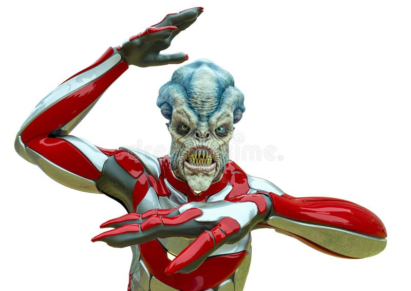 Alien Warrior Doing a Kung Fu Pose Stock Illustration - Illustration of ...