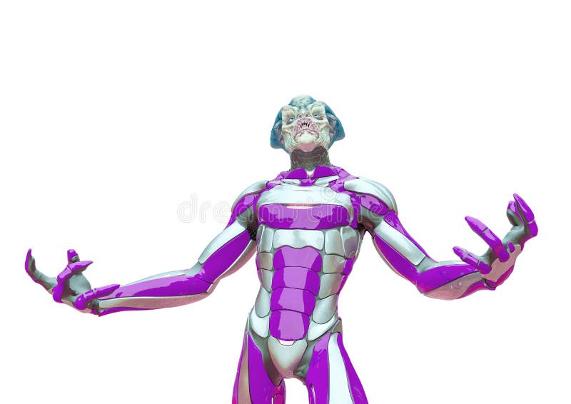 Alien warrior looking up stock illustration. Illustration of character ...