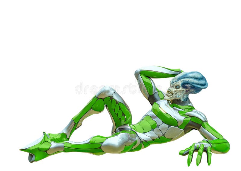 Alien warrior is lying stock illustration. Illustration of army - 164057768