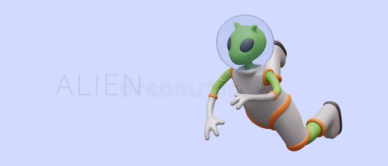Alien in Weightlessness. Green Humanoid in Spacesuit is Floating Stock ...