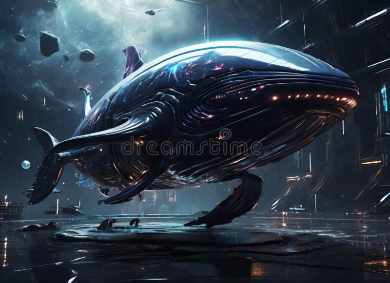 Alien Whale Craft in Celestial Migration. Stock Illustration ...