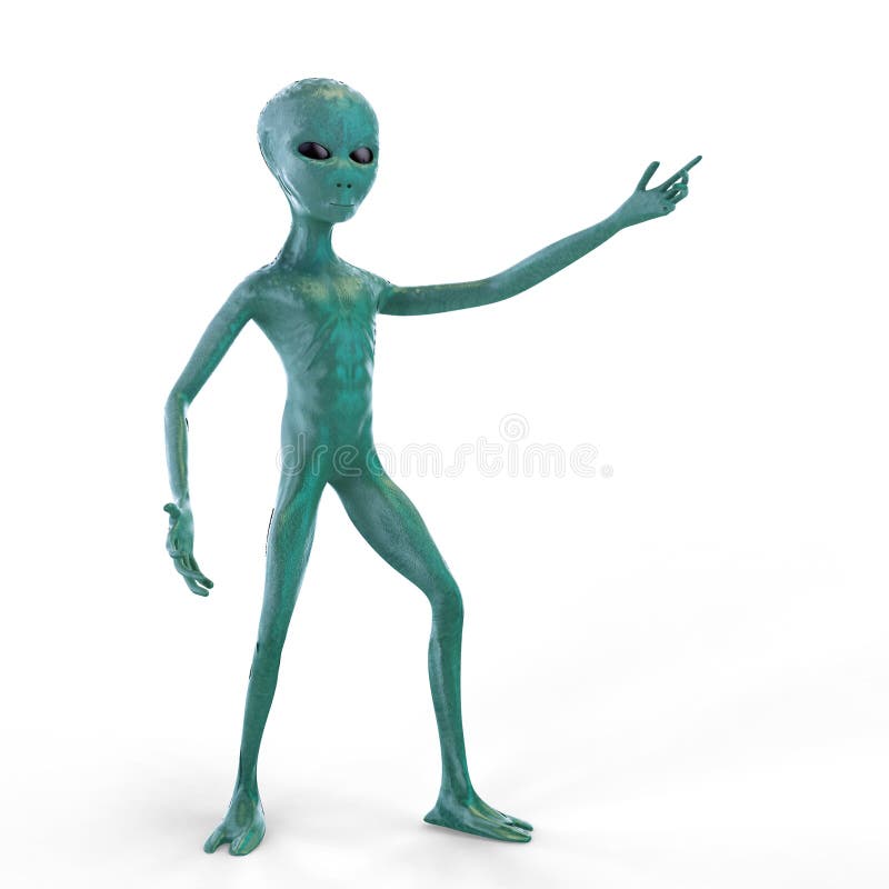 Little Alien on Top of Blank Sign Stock Illustration - Illustration of ...