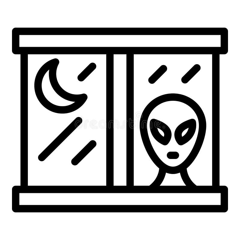 Alien on Window Icon Outline Vector. Space Ufo Stock Vector ...