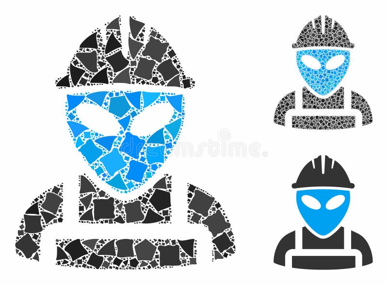 Alien Worker Mosaic Icon of Rugged Pieces Stock Illustration ...