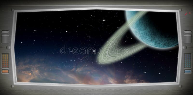 Alien World As Seen from a Spaceship Window Stock Illustration ...