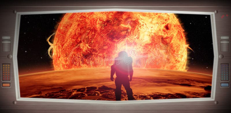 Alien World As Seen from a Spaceship Window Stock Illustration ...