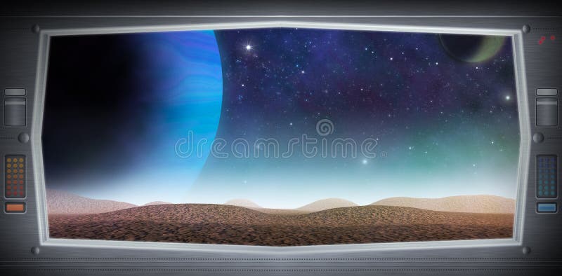 Alien World As Seen from a Spaceship Window Stock Illustration ...