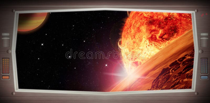 Alien World As Seen from a Spaceship Window Stock Illustration ...