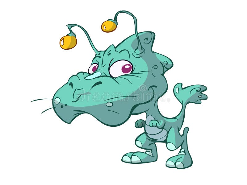 Alien with yellow antenna stock illustration. Illustration of planet ...