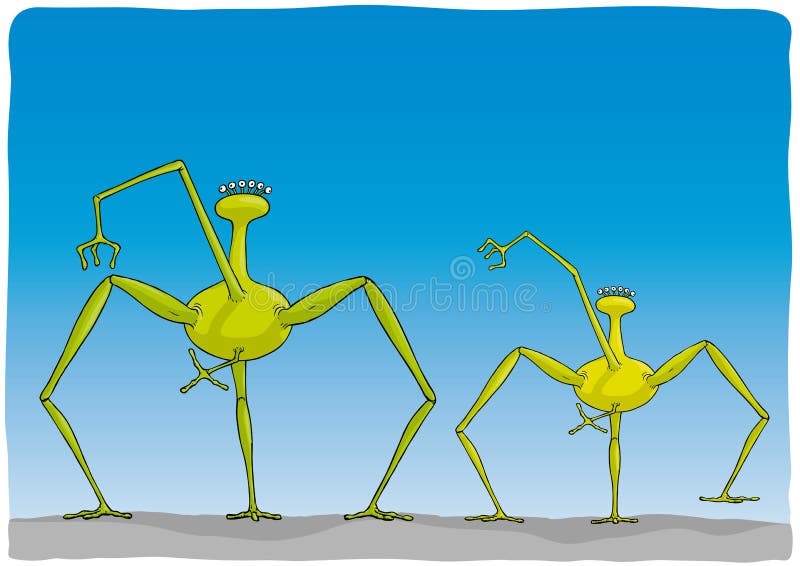 Aliens Father and Son Playing with Ball Vector Illustration Stock ...