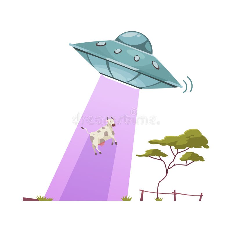Aliens Abducting Cow stock vector. Illustration of imagination - 218140845