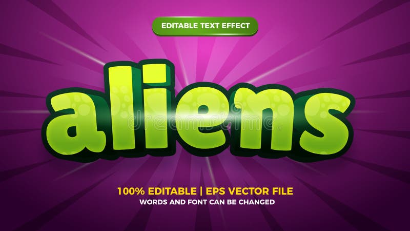 Aliens Cartoon Comic 3d Editable Text Style Effect Template Stock ...