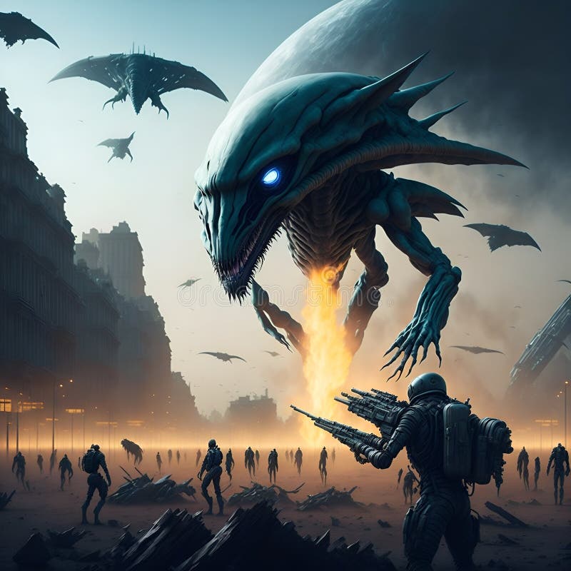 Aliens are at War with People on Earth Stock Illustration ...