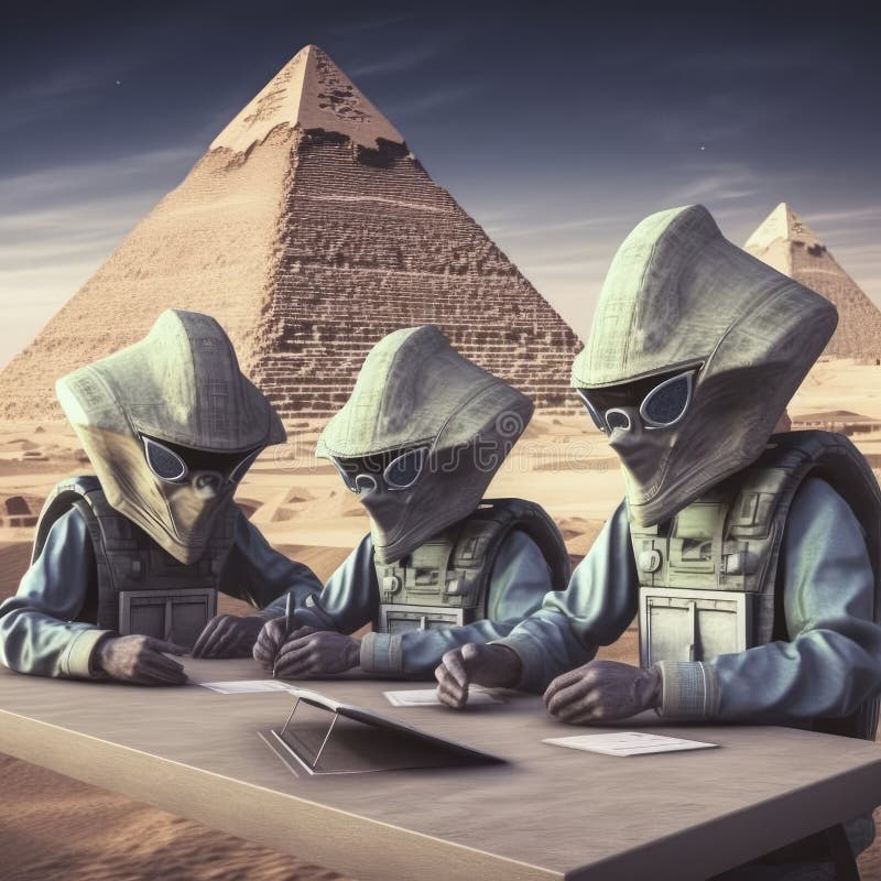 Aliens Building the Pyramids Stock Illustration - Illustration of ...