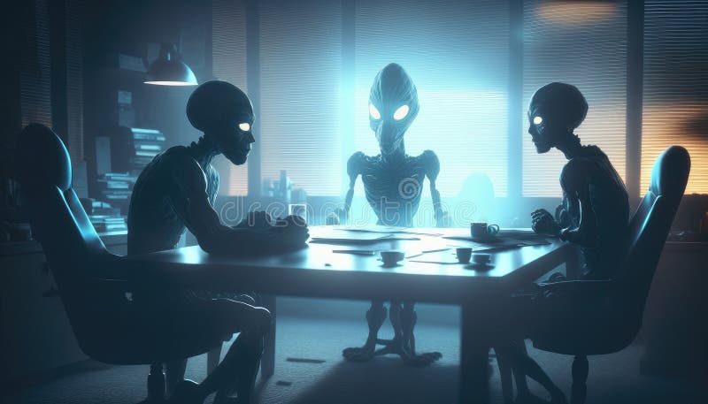 Aliens Discussion. Created with Generative AI Technology Stock ...