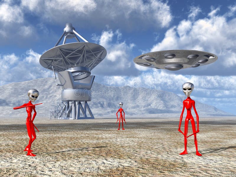 Aliens on Earth Discover a Giant Telescope Stock Illustration ...