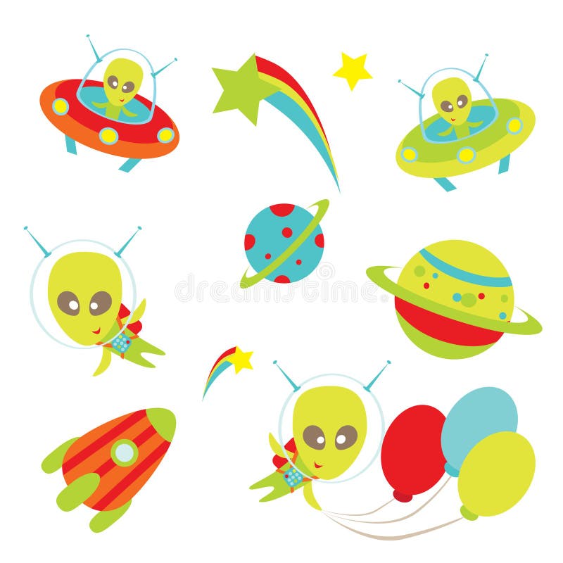 Aliens icons stock vector. Illustration of space, blue - 31763703