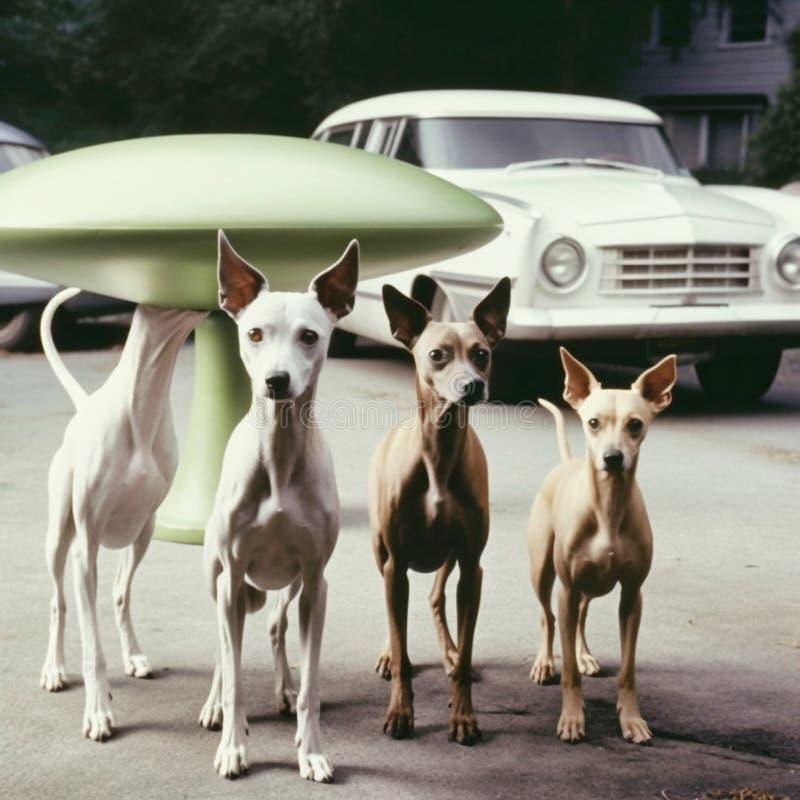 The Aliens Look at the Dog Strangely. Generative AI Stock Illustration ...