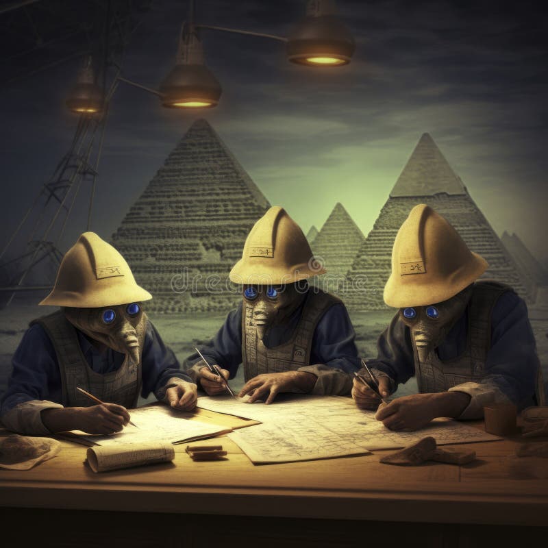 Aliens Building the Pyramids Stock Illustration - Illustration of ...