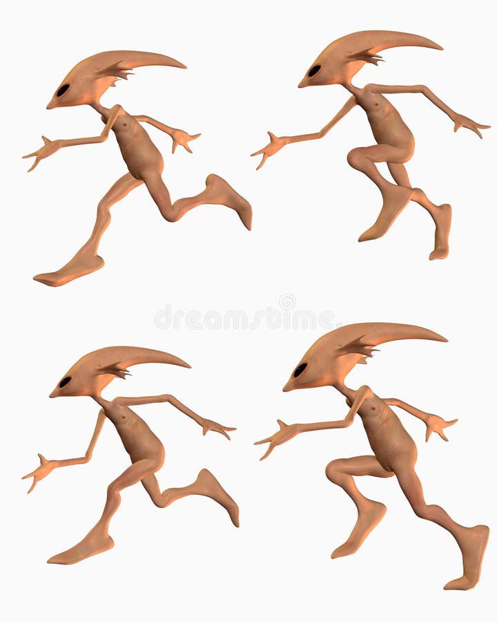Aliens in running poses stock illustration. Illustration of ...