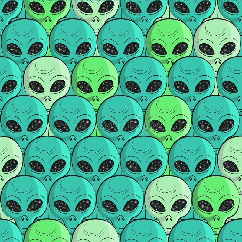 Seamless Cartoon Alien Head Pattern Stock Illustrations – 420 Seamless ...