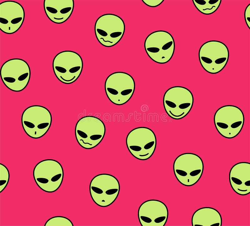 Aliens, Seamless Pattern, Color, Red, Green, Different Emotions, Vector ...