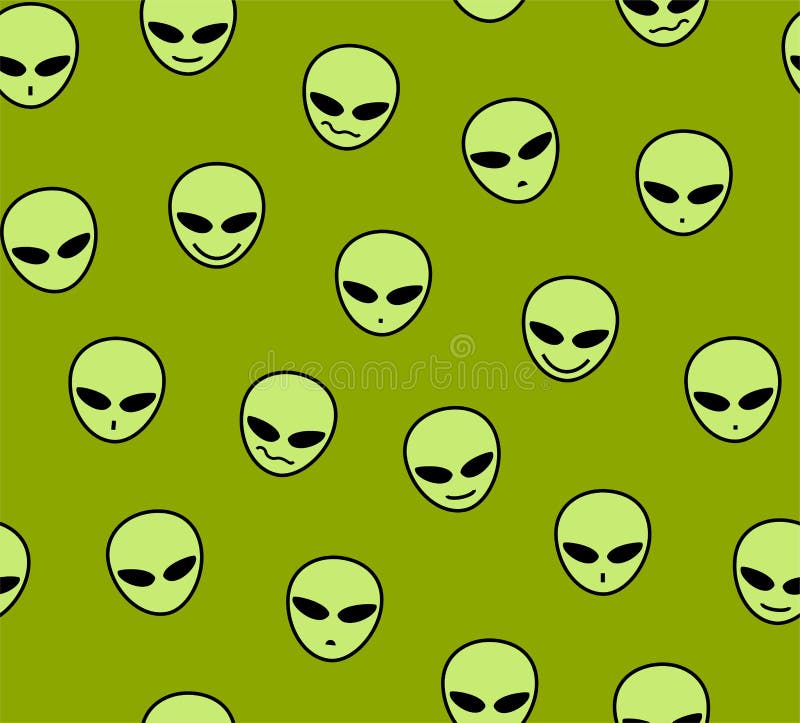 Aliens, Seamless Pattern, Green, Color, Different Emotions, Vector ...