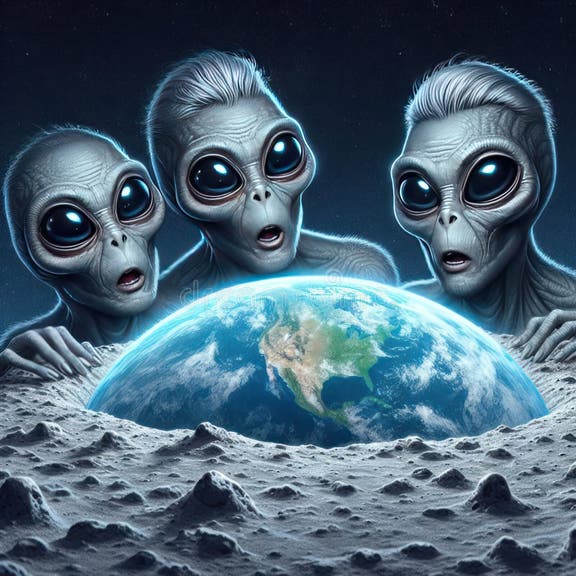 Aliens Study the Earth from Space. Stock Photo - Image of universe ...
