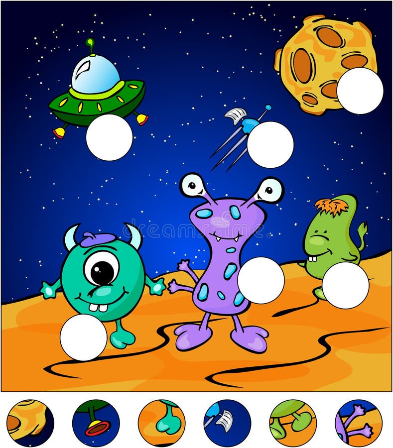 Aliens on the Surface of Moon. Complete the Puzzle and Find the Stock ...
