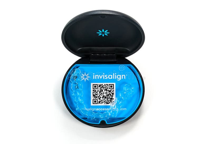 Align Technology Invisalign Aligners in a Case Over White Background ...