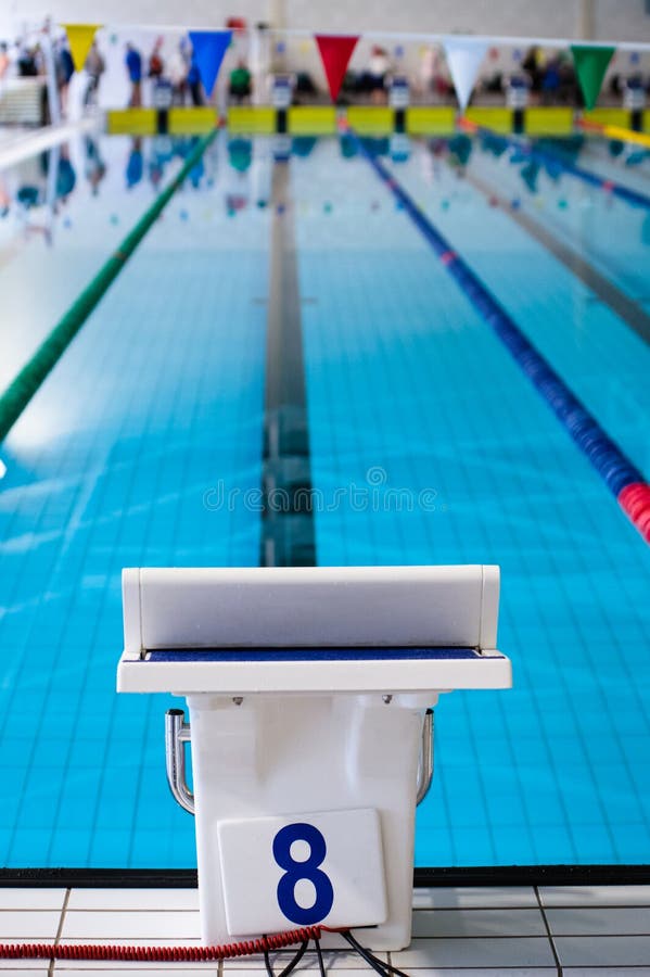 Swimming Starting Blocks stock photo. Image of view, blue - 17350710
