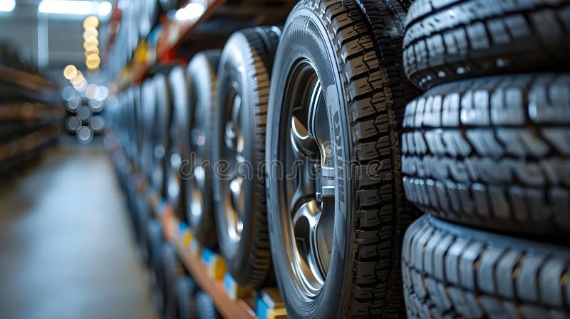 Aligned Tread Patterns - Tire Stock Array with Central Focus and Space ...