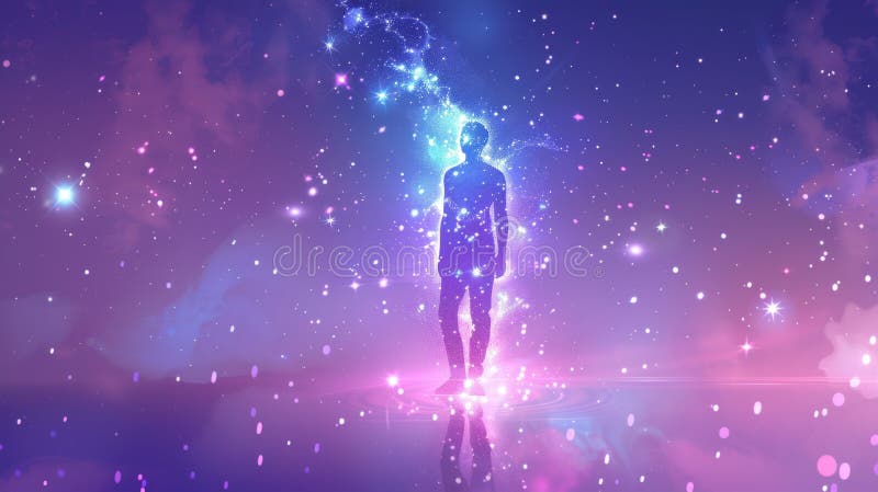 Alignment with Higher Self in Cosmic Tranquility Stock Illustration ...
