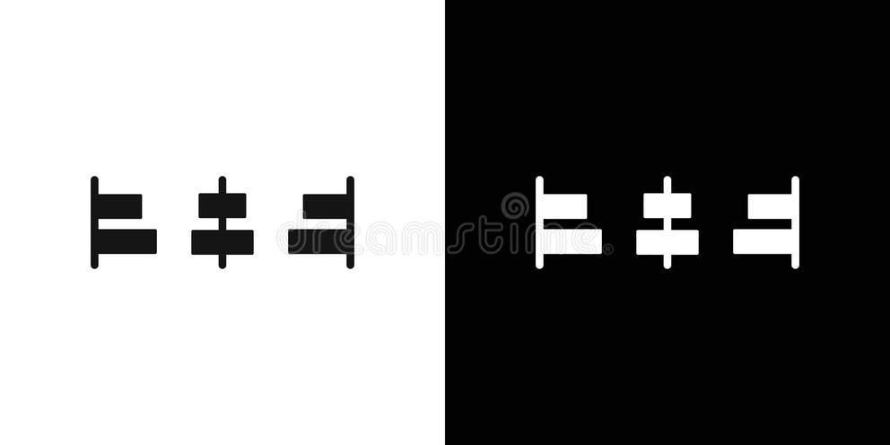 Alignment Icon Flat Vector Set Outline Stock Vector - Illustration of ...