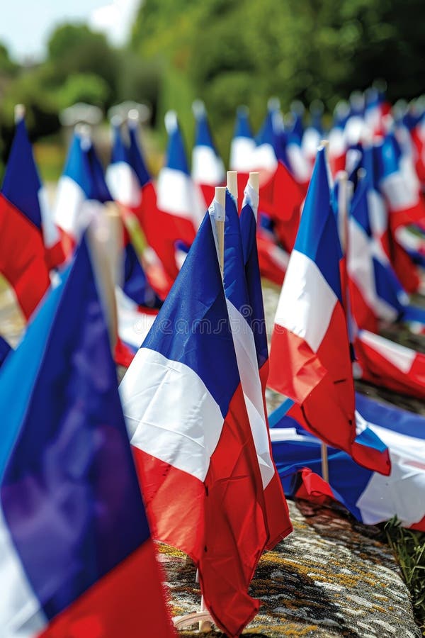 Alignment of Multiple French Flags in a Row Showcasing Patriotic ...