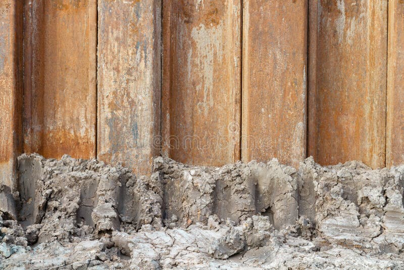 Alignment of Steel Sheet Pile in Earth Retention Systems Stock Photo ...