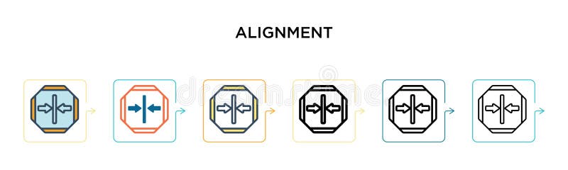 Alignment Vector Icon in 6 Different Modern Styles. Black, Two Colored ...