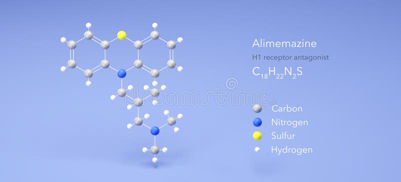 Alimemazine Molecule, Molecular Structures, Trimeprazine, 3d Model ...