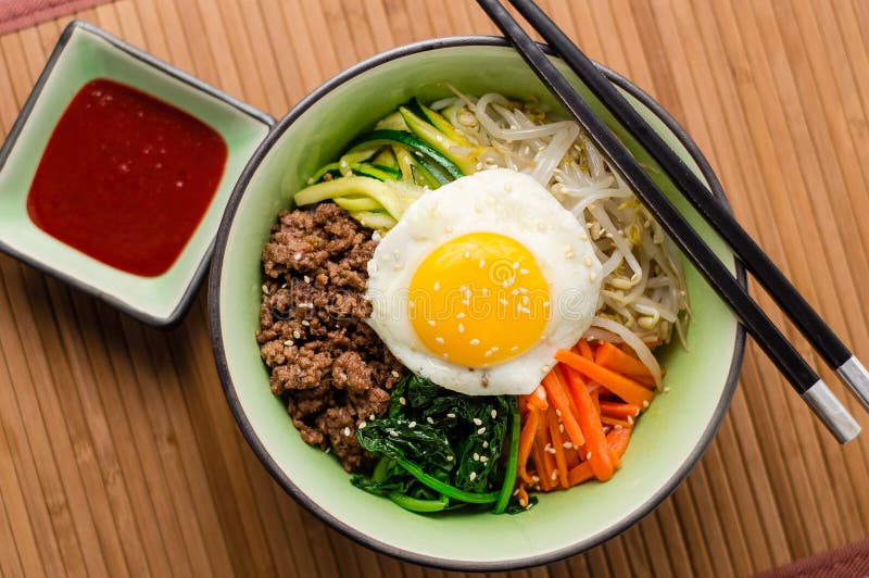 Alimento Coreano Do Bibimbap De Cima De Foto de Stock - Imagem de aéreo ...