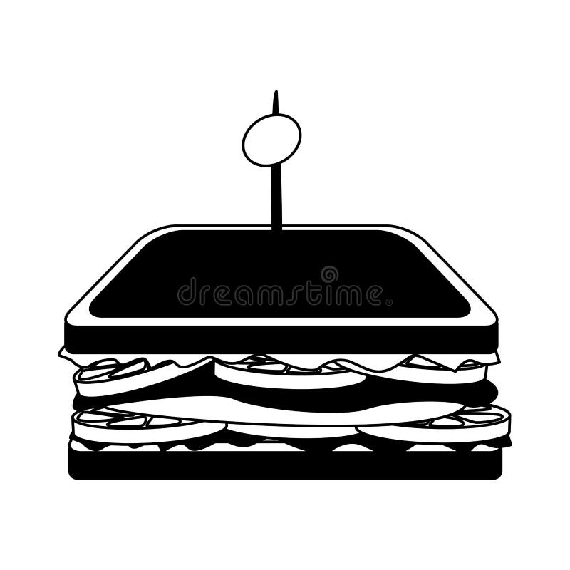 Alimento Delizioso Del Panino in Bianco E Nero Illustrazione Vettoriale - Illustrazione: 137419955