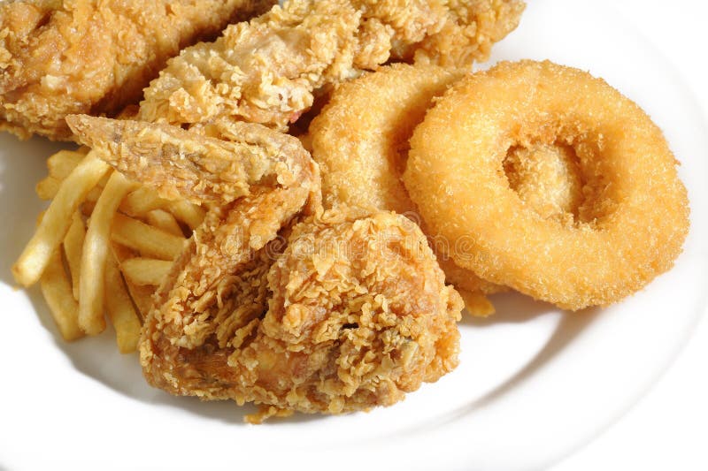 Comida Frita En El Fondo Blanco Imagen de archivo - Imagen de aperitivo ...