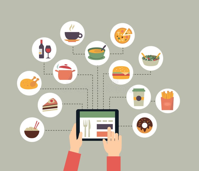 Alimento Que Ordena En Línea Ilustración del Vector - Ilustración de ...