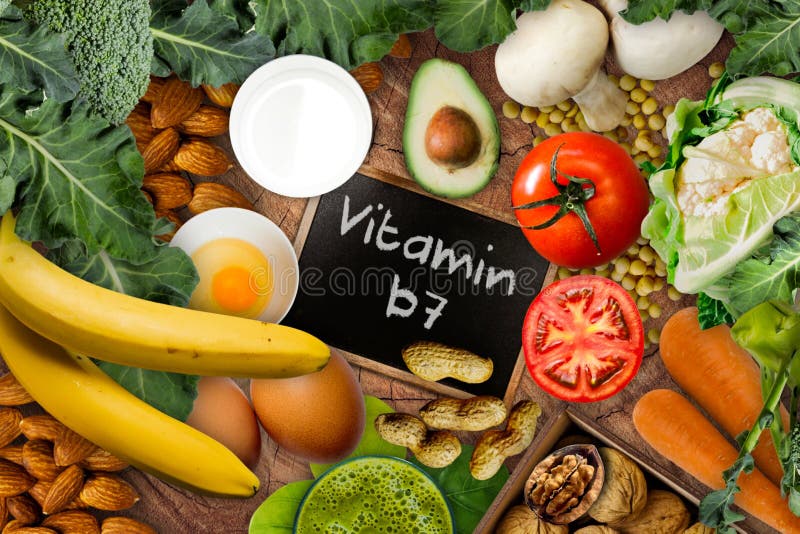 Alimentos Ricos En Vitamina B7 Biotina. Foto de archivo - Imagen de ...