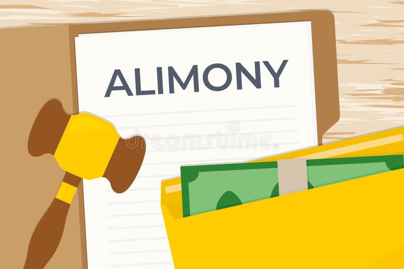 Alimony Word Written in the Case Files, Flat Lay Composition with Gavel ...