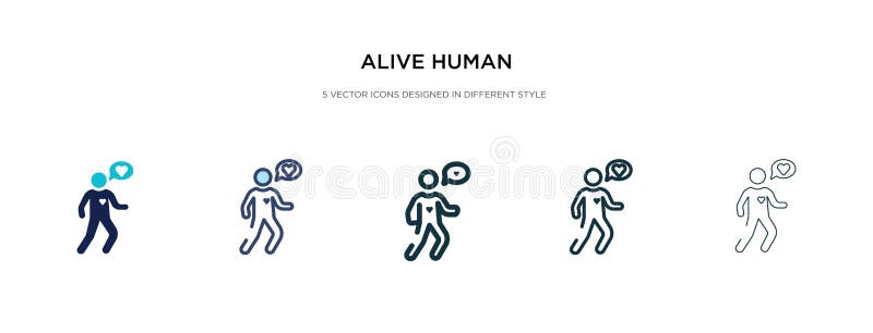 Alive Human Icon in Different Style Vector Illustration. Two Colored ...