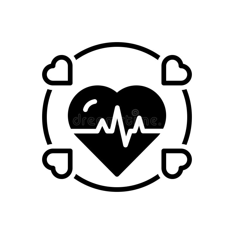 Black Solid Icon for Alive, Cardiogram and Healthy Stock Vector ...