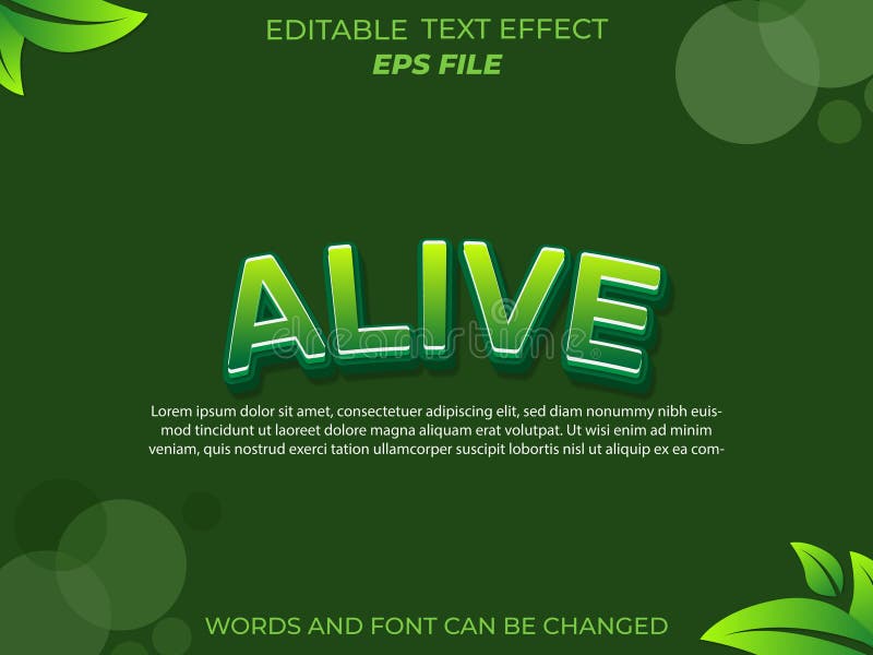 Alive Text Effect, Font Editable, Typography, 3d Text. Vector Template ...