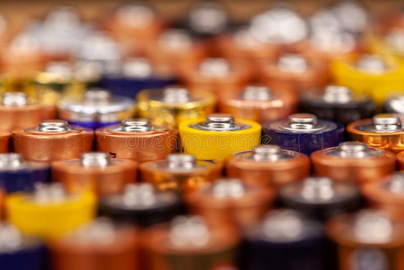 Alkaline Batteries with Positive Side Up Stock Photo - Image of ...